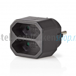 Stopcontact splitter 2-voudig euro zwart | Stekkerblokkenshop.nl