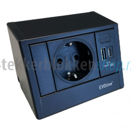 Evoline R-dock 1x stopcontact en a/c lader zwart | Stekkerblokkenshop.nl