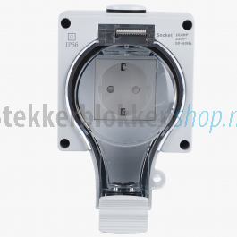 Opbouw stopcontact ip66 wit met klep | Stekkerblokkenshop.nl