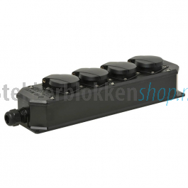 VD verdeeldoos 4 voudig met klep zwart | Stekkerblokkenshop.nl