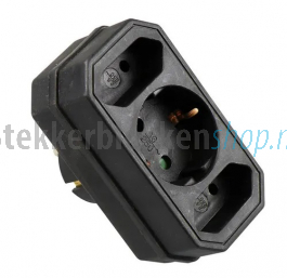 stopcontact verdeelstekker zwart | Stekkerblokkenshop.nl
